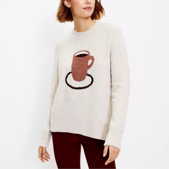 Lou & Grey | Sweaters | Lou Grey Cream Sweater With Coffee Cup Design ...